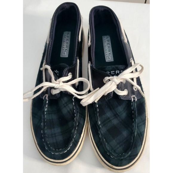 Sperry | Shoes | Sperry Womens Navy Blue Plaid Canvas Top Sider Boat ...
